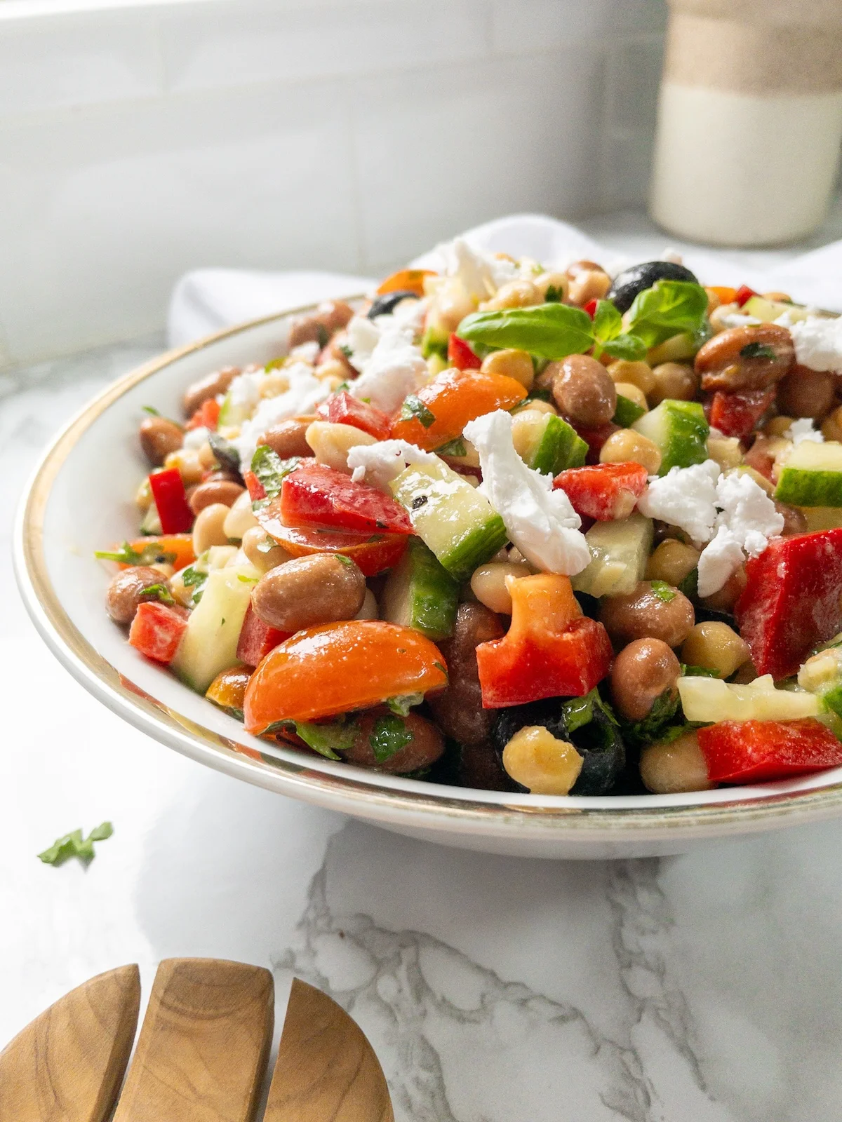 Easy Mediterranean Vegan Bean Salad Recipe - The Sunshine Pantry